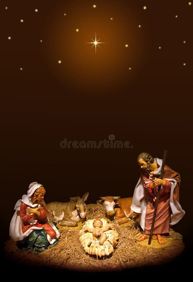 Nativity Scene with the Holy Family Stock Photo - Image of manger ...
