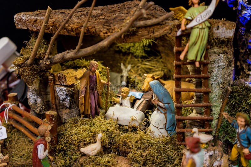 Nativity Scene with Baby Jesus Stock Image - Image of history, church ...