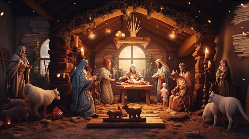 Nativity Scene Christian Christmas Concept. Generative AI Stock ...