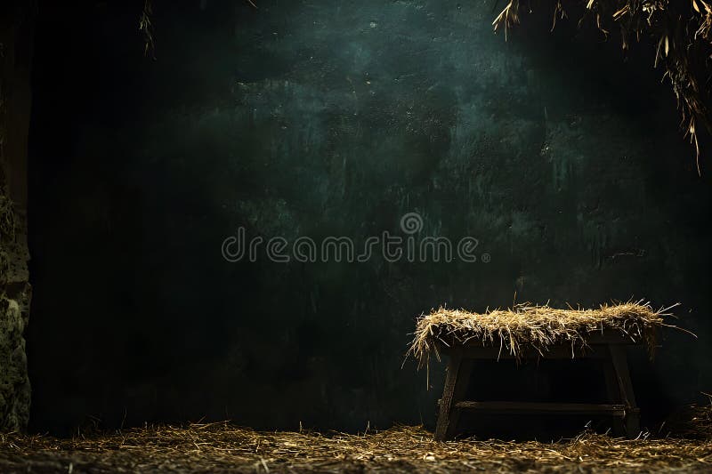 An Empty Manger with a Nativity Scene Concept Stock Image - Image of ...