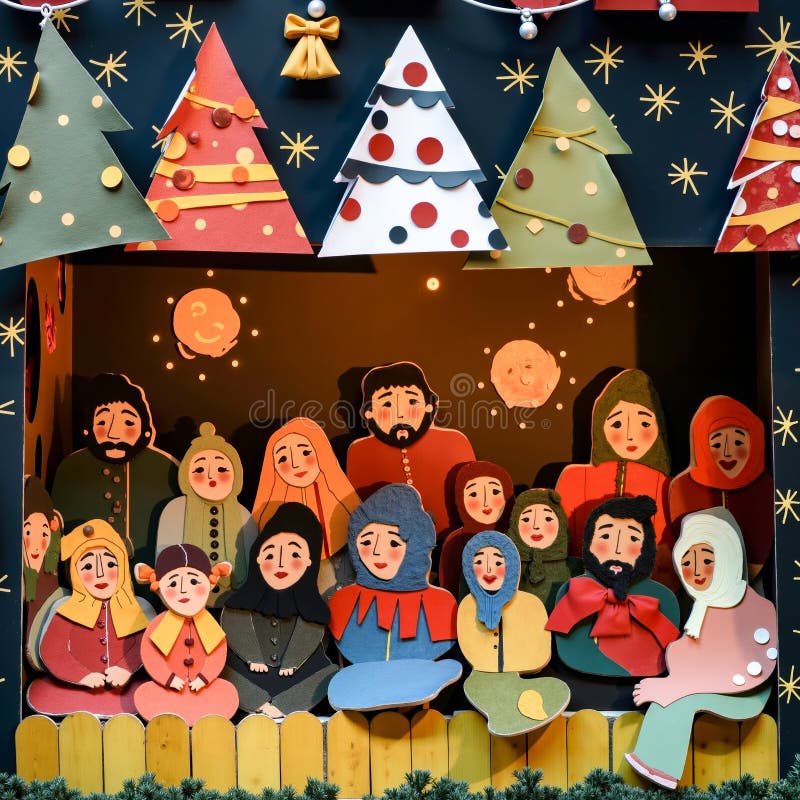 A Nativity Scene is Displayed in a Window Display Stock Photo - Image ...