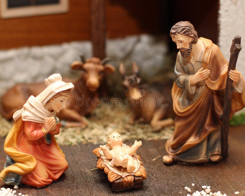 Nativity Scene with Jesus, Joseph and Mary 6 Stock Photo - Image of ...