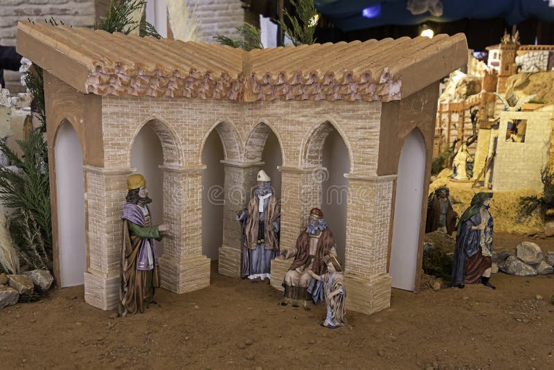 Nativity Scene Represented with Colored Religious Figures at Christmas ...