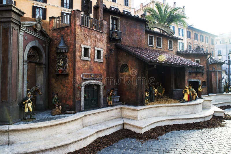 Nativity Scene on the Spanish Steps Rome Editorial Photography - Image ...