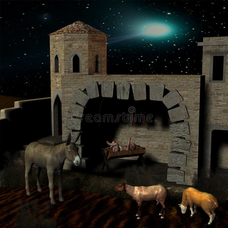 Nativity Scene With Stable Stock Images - Image: 3170244