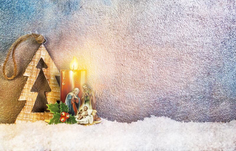 Nativity under Snow stock image. Image of christian, herd - 62231461