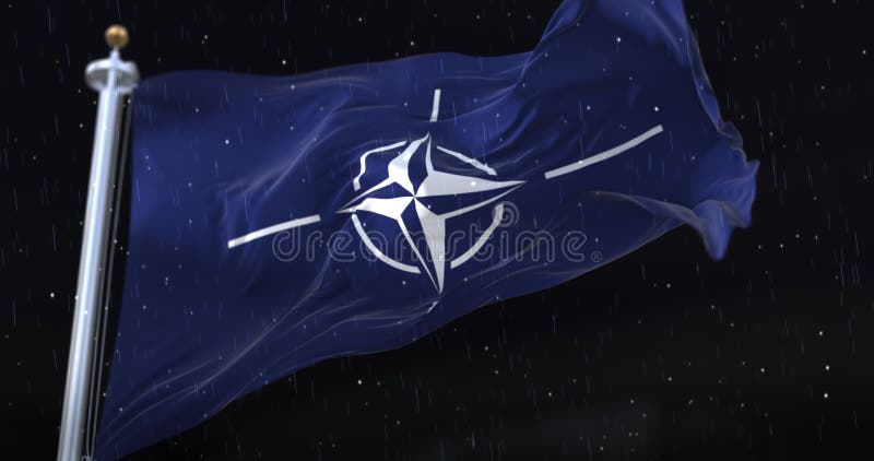 Emblem of NATO Flag with Realistic Fabric Texture Waving in the Wind ...