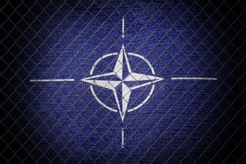 NATO Flag and Wire Mesh Fence Editorial Photo - Illustration of ...
