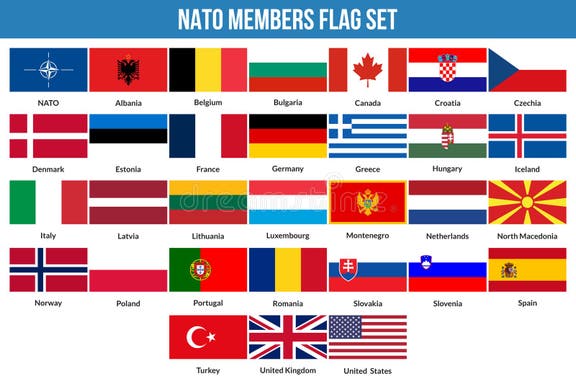 NATO Members Flag Set Vector Illustration Stock Vector - Illustration ...