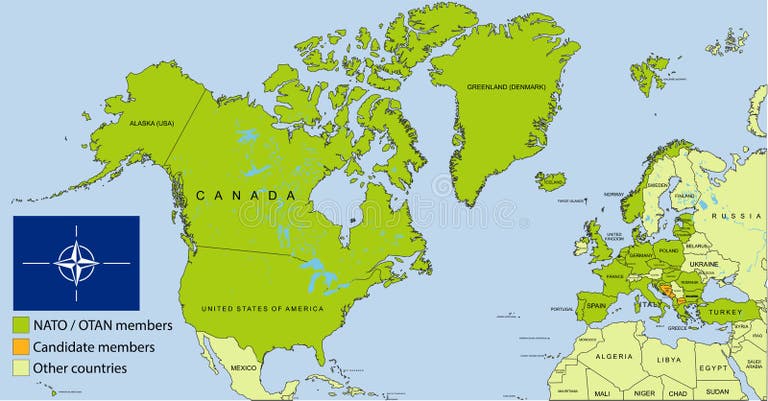 NATO - OTAN Organization Map Stock Illustration - Illustration of ...