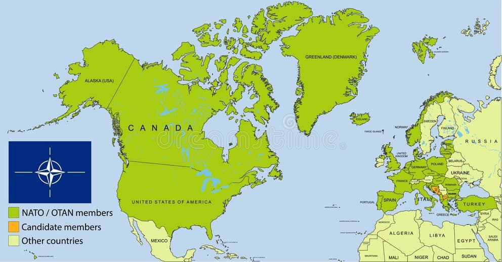 NATO - OTAN Organization Map Stock Illustration - Illustration of ...