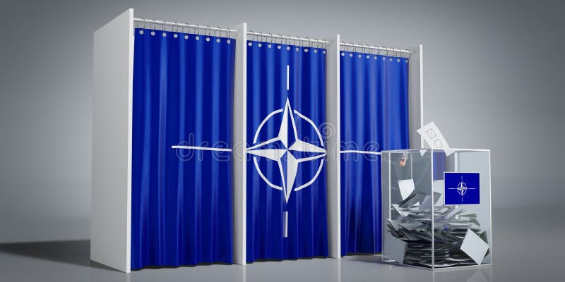 NATO - Ballot Box and Voting Booths with a Flag on Tables Stock ...