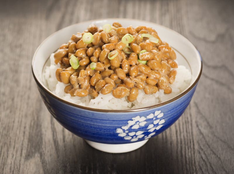 Natto, Japanese Fermented Soybeans, Over Rice Stock Image - Image of ...