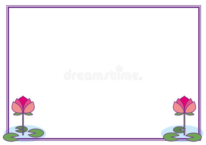 Lotus Flower - Simple Border Design Card Stock Vector - Illustration of ...