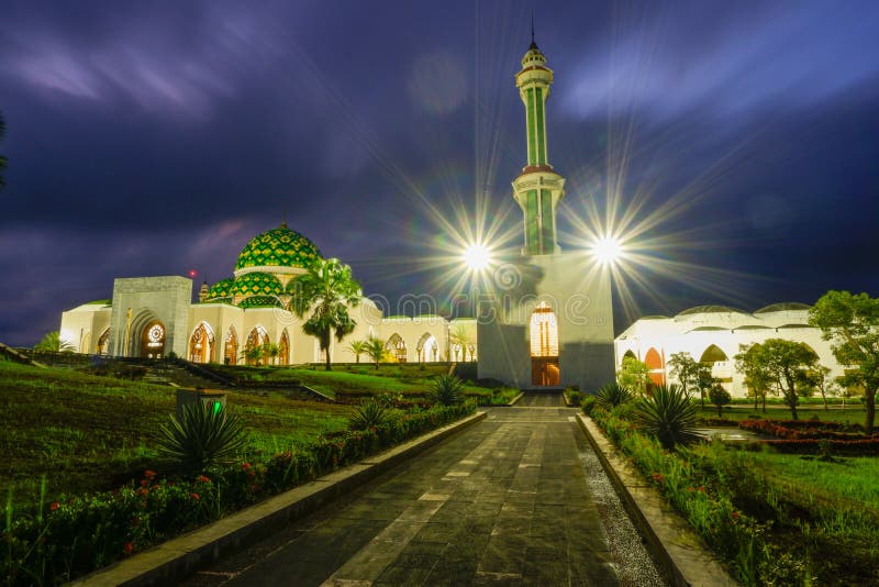 Natuna Grand Mosque Garden Landscape Stock Photo - Image of evening ...