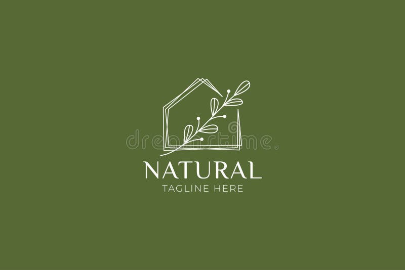 House Nature Decor Logo Linear Concept Cozy Home Stock Illustration ...