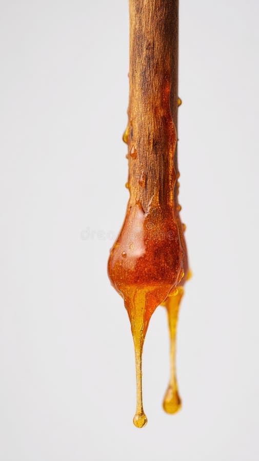 Natural Amber Resin Dripping from a Tree Branch with a Smooth Texture ...