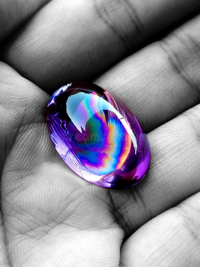 Natural Amethyst Quartz with Brilliant Rainbow Luster Stock Image ...