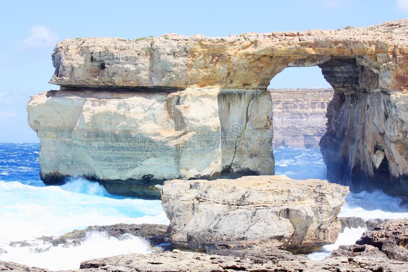 The Natural Arch Azure Window Dwejra Bay Gozo Malta Stock Photo - Image ...