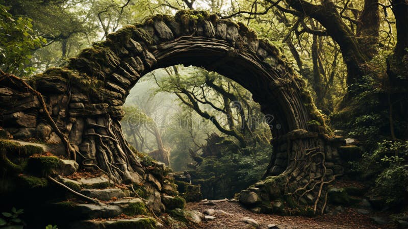 Natural Archway Shaped by Branches in the Forest. Generative AI Stock ...