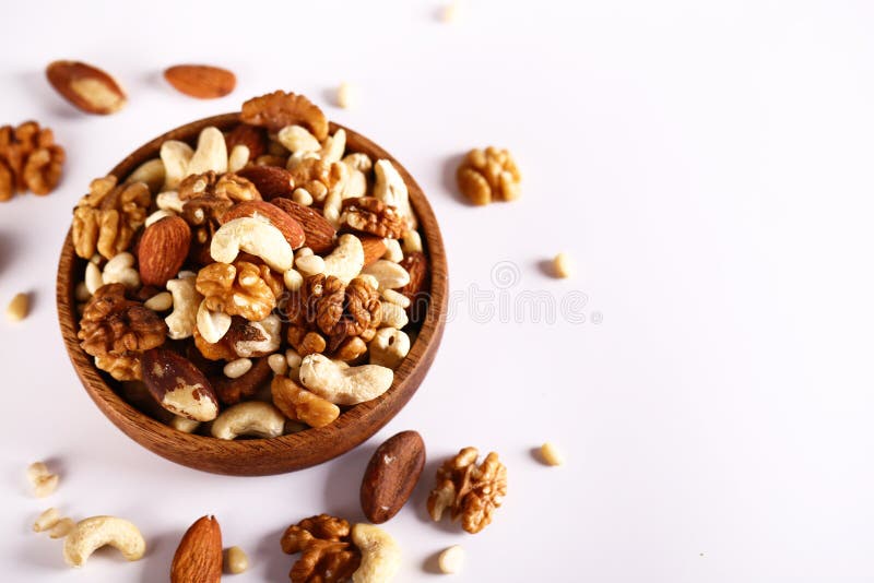 Natural Assorted Nuts on White Stock Image - Image of brown, tasty ...