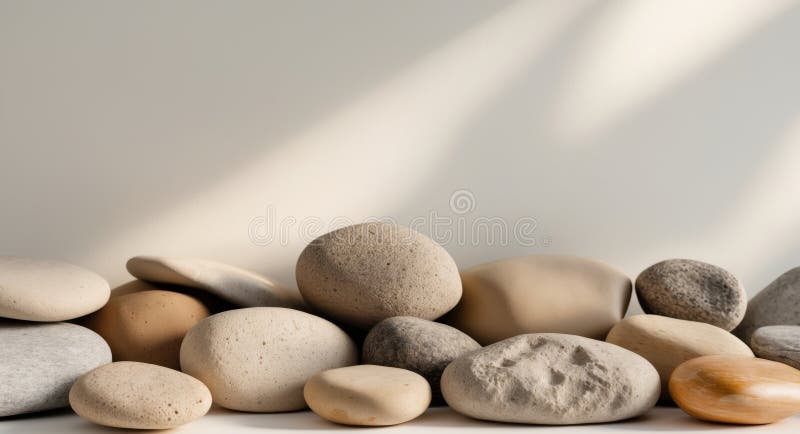 Natural Assorted River Stones with Varied Textures and Warm Earth Tones ...