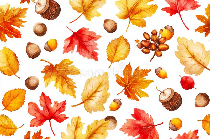 Natural Autumn Leaf Pattern Repeating on Fabric, Textile, Wallpaper, or ...