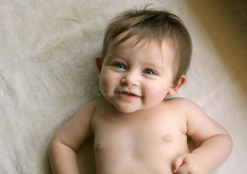 Natural baby 6 mos. stock image. Image of wonder, infant - 145643