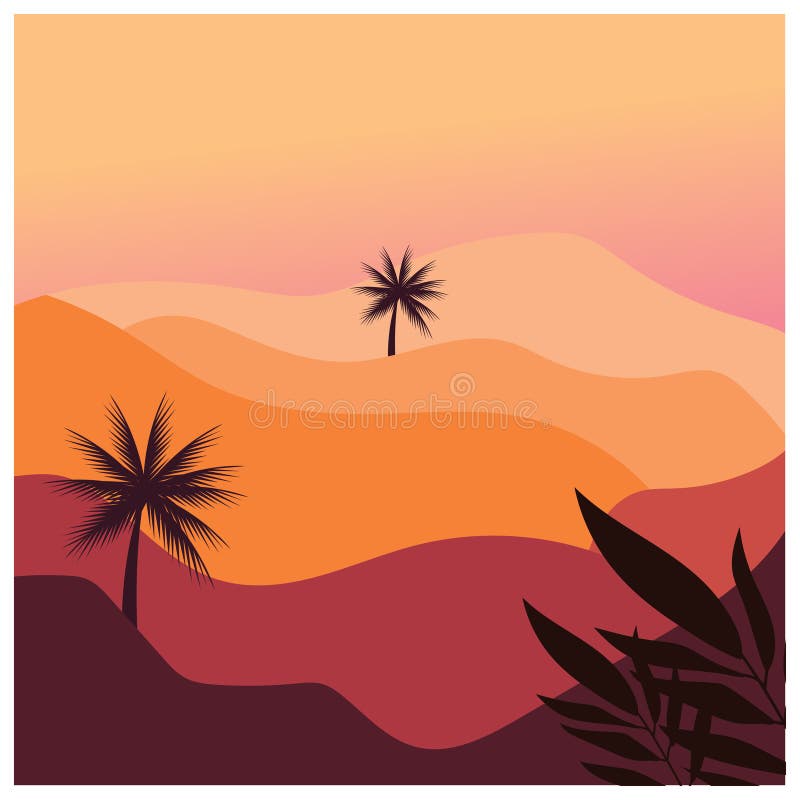 Natural Background, Afternoon Trees and Flying Birds, Coloring Vector ...