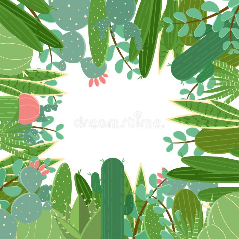 Cactus Round Frame Color Stock Illustrations – 83 Cactus Round Frame ...