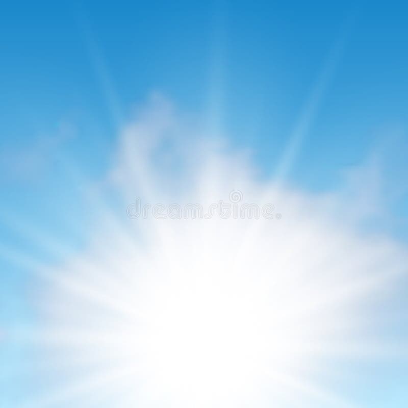 Natural Background with Clouds and Sun on Blue Sky Stock Vector ...