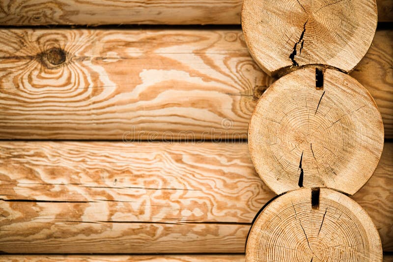 Natural Background Pattern of Log Wall. Construction of Houses Made of ...