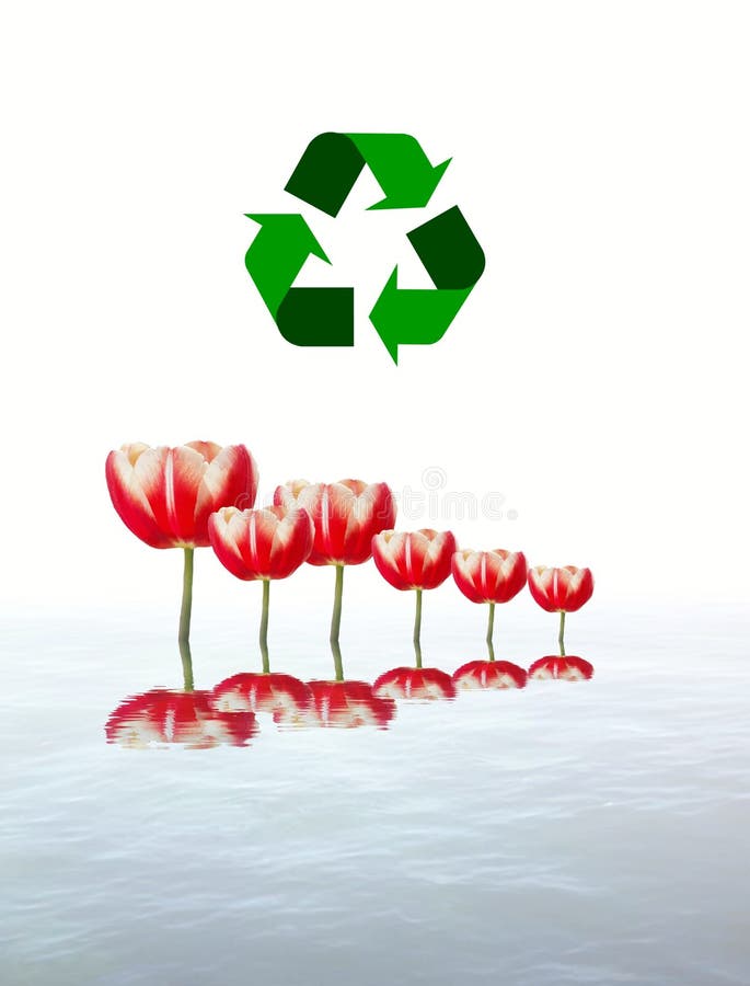 Natural Background with Recycle Symbol and Flowers Stock Illustration ...