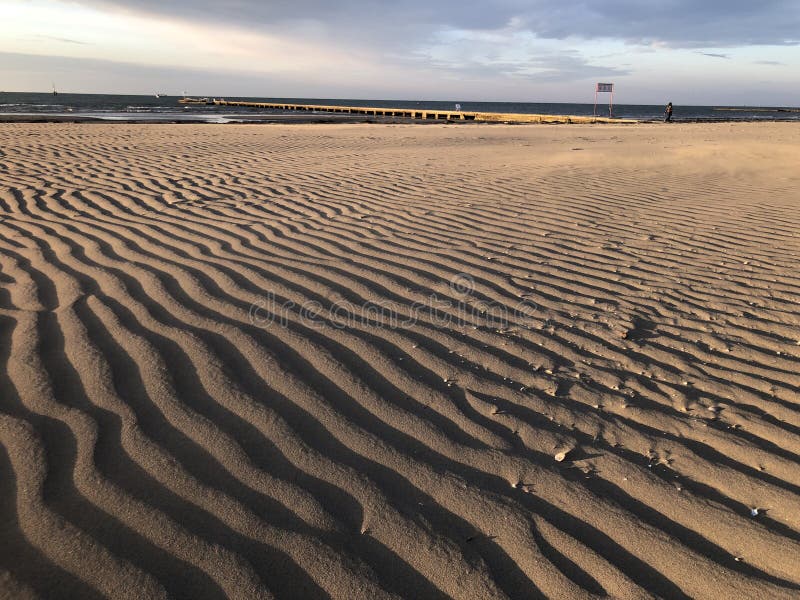 Natural Background: Ribbed Sand in Early Morning Light on Grado Beach ...