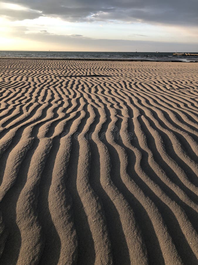Natural Background: Ribbed Sand in Early Morning Light on Grado Beach ...