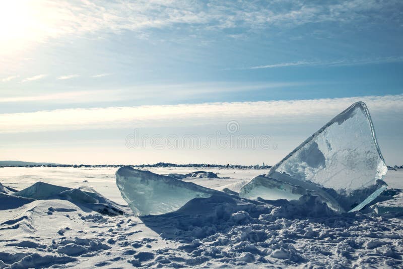 Natural Background,winter Landscape,large Blocks of Ice with Clear Blue ...