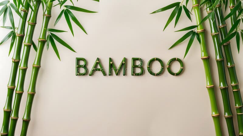 Natural Bamboo Stalks Frame the Word Bamboo, Creating a Unique Visual ...