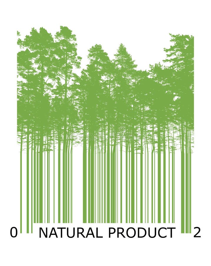 Natural Bar Code Concept with Green Trees Stock Illustration ...