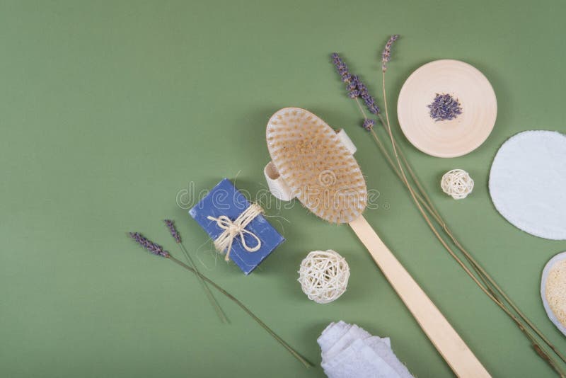 Natural Bathroom Objects with Lavender. Stock Image - Image of ...