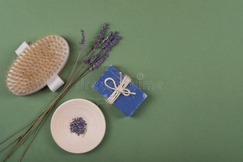 Natural Bathroom Objects with Lavender. Stock Image - Image of ...