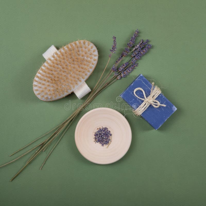 Natural Bathroom Objects with Lavender. Stock Image - Image of nature ...