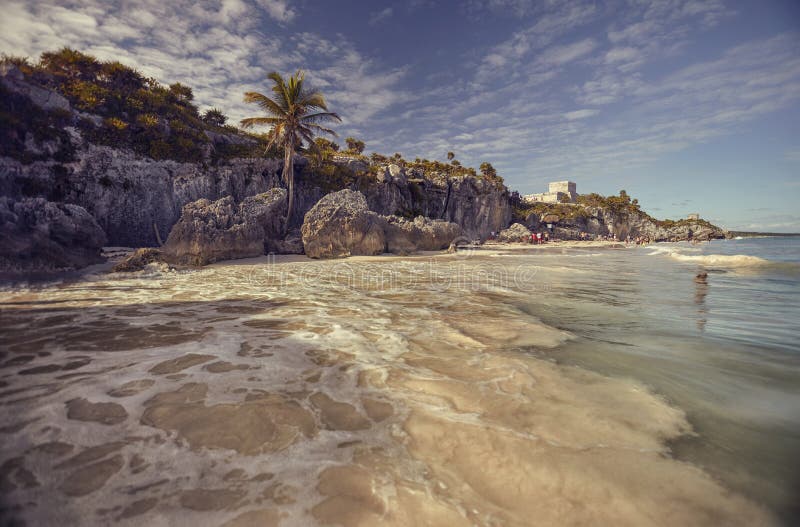 Natural Beach of Tulum, Mexico Stock Image - Image of vacation, ocean ...