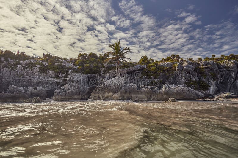 Natural Beach of Tulum, Mexico Stock Image - Image of girl, destination ...
