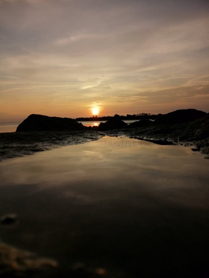 Natural Beautiful Beach Sky Sunset Evening Image View Stock Photo ...