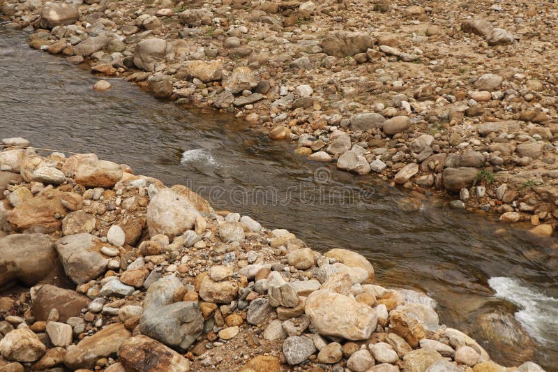 Natural Beautiful Forest and River with Pebble Stone in Kerala Stock ...