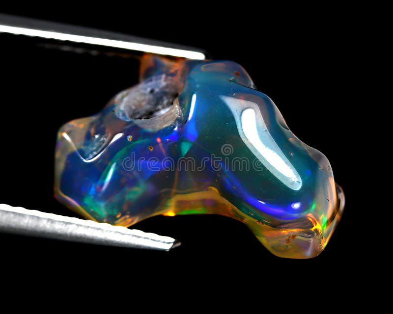 Natural Beautiful Gemstone Opal on Gray Background Stock Image - Image ...