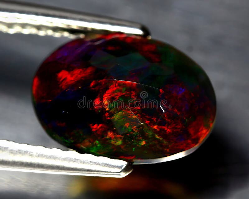 Natural Beautiful Gemstone Opal on Gray Background Stock Photo - Image ...