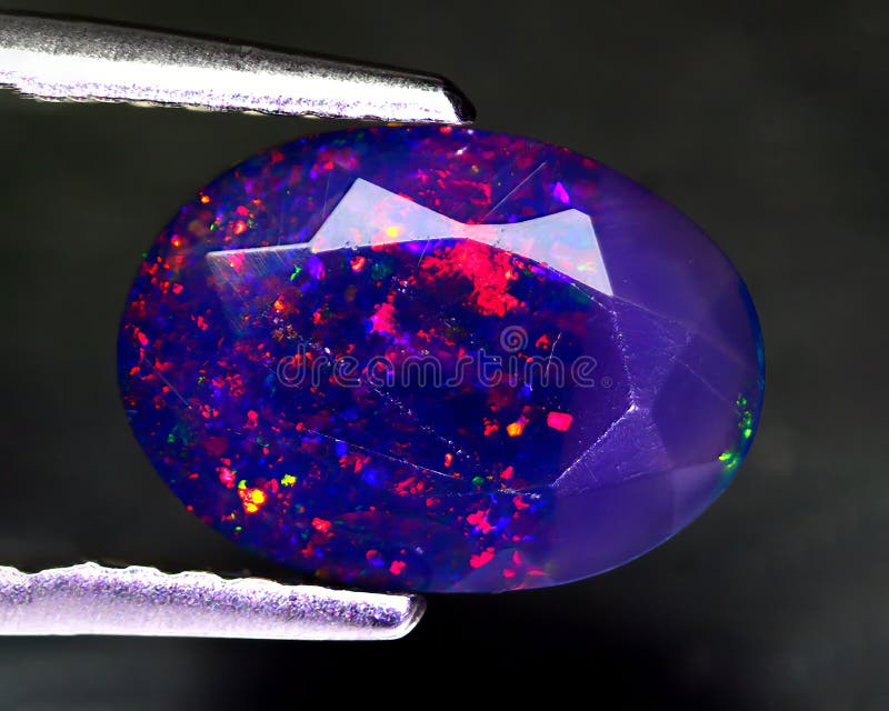 Natural Beautiful Gemstone Opal on Gray Background Stock Photo - Image ...