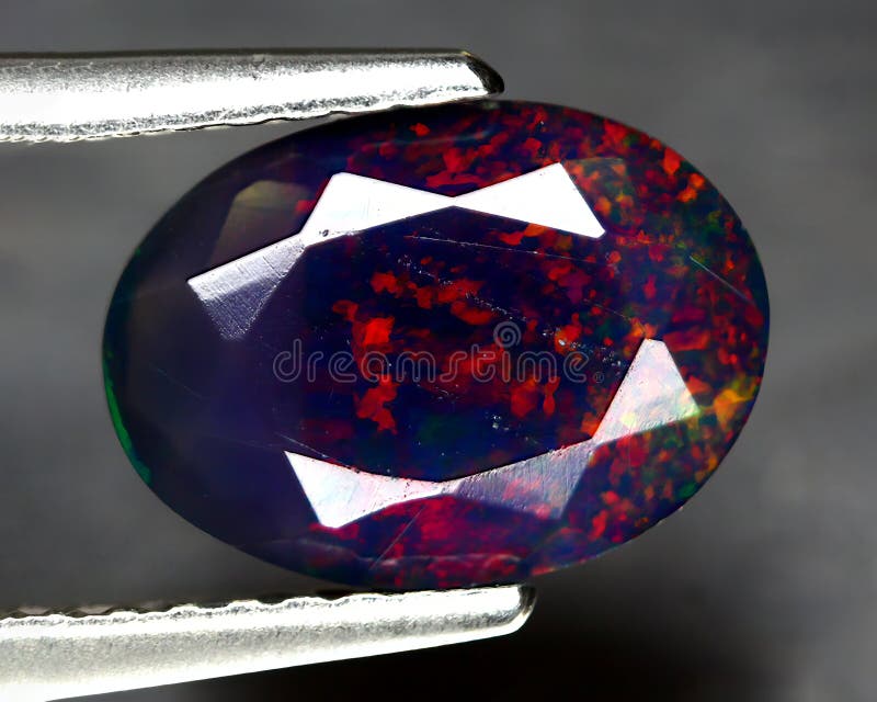 Natural Beautiful Gemstone Opal on Gray Background Stock Photo - Image ...