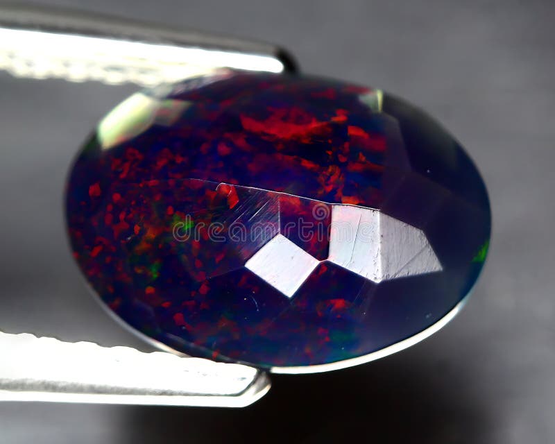 Natural Beautiful Gemstone Opal on Gray Background Stock Image - Image ...
